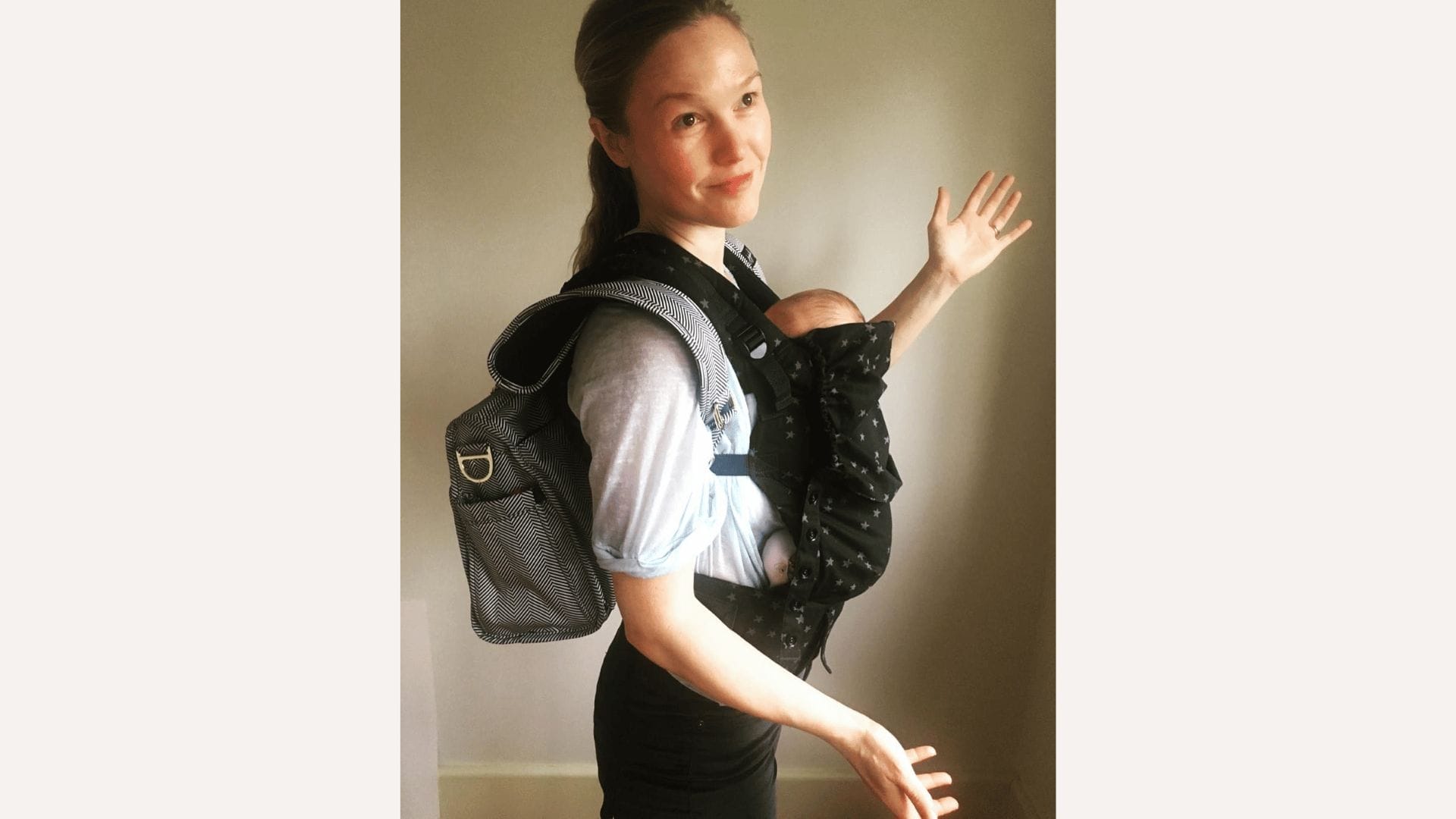 Julia Stiles Mom-Shamed For Babywearing Wrong - Motherly